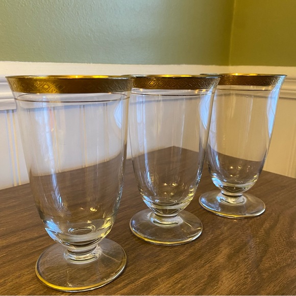 Glastonbury | Dining | Vintage Gold Rim Diamond Pattern Iced Tea ...